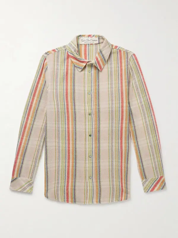 GOD'S TRUE CASHMERE Ruler Striped Recycled-cashmere And Wool-blend Gauze Shirt