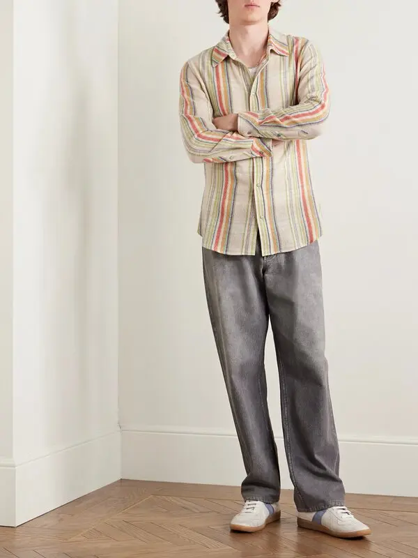 GOD'S TRUE CASHMERE Ruler Striped Recycled-cashmere And Wool-blend Gauze Shirt
