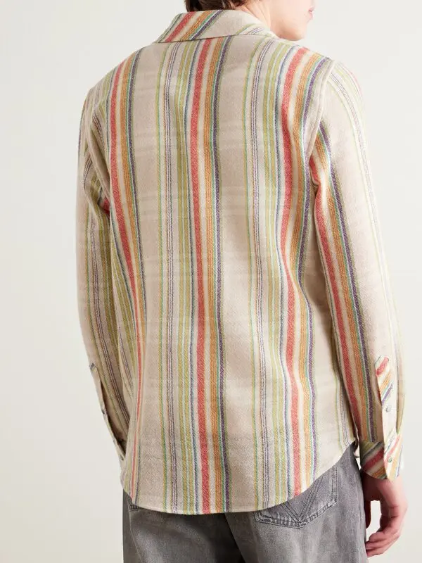 GOD'S TRUE CASHMERE Ruler Striped Recycled-cashmere And Wool-blend Gauze Shirt