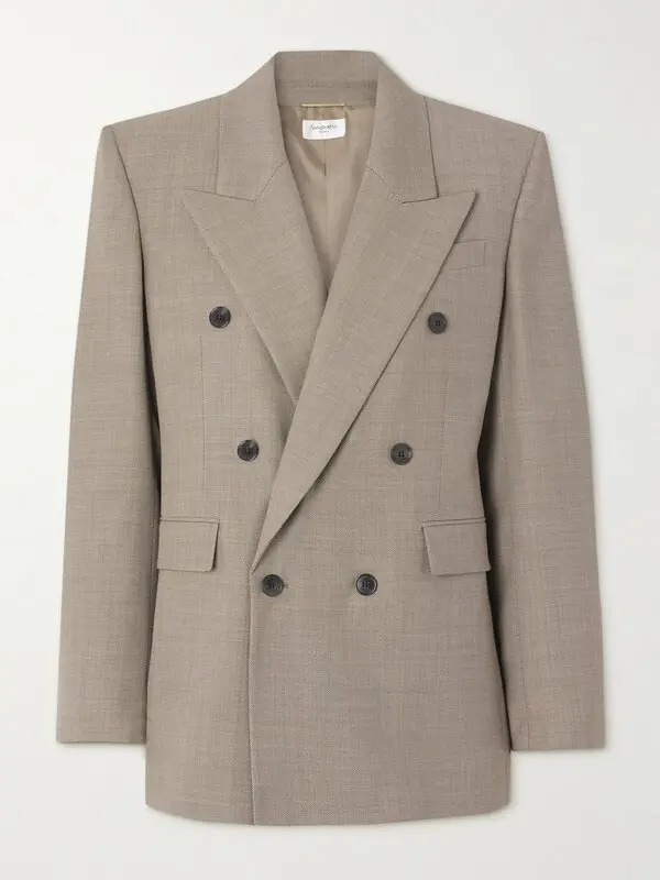 Saint Laurent Double-breasted Wool Blazer - Neutrals