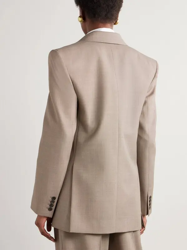 Saint Laurent Double-breasted Wool Blazer - Neutrals