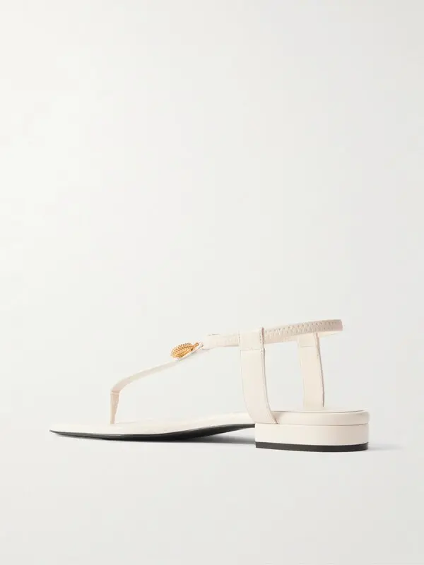 Loro Piana Mindil Embellished Leather Sandals - White