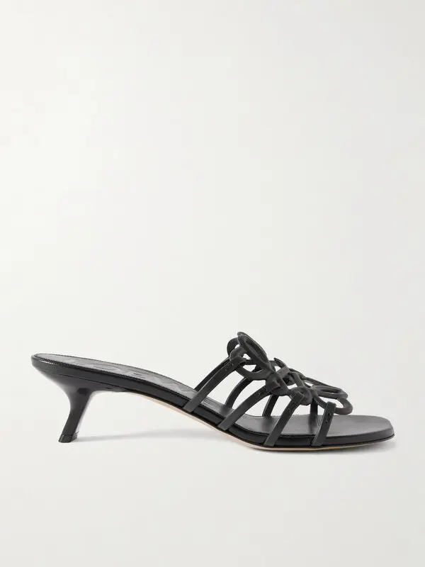 Loewe Petal Anagram Leather Sandals - Black