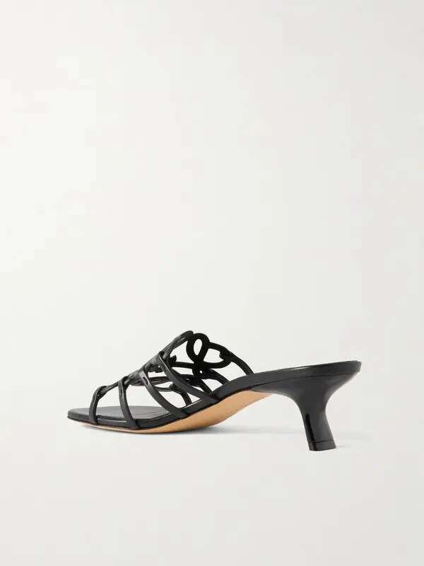 Loewe Petal Anagram Leather Sandals - Black