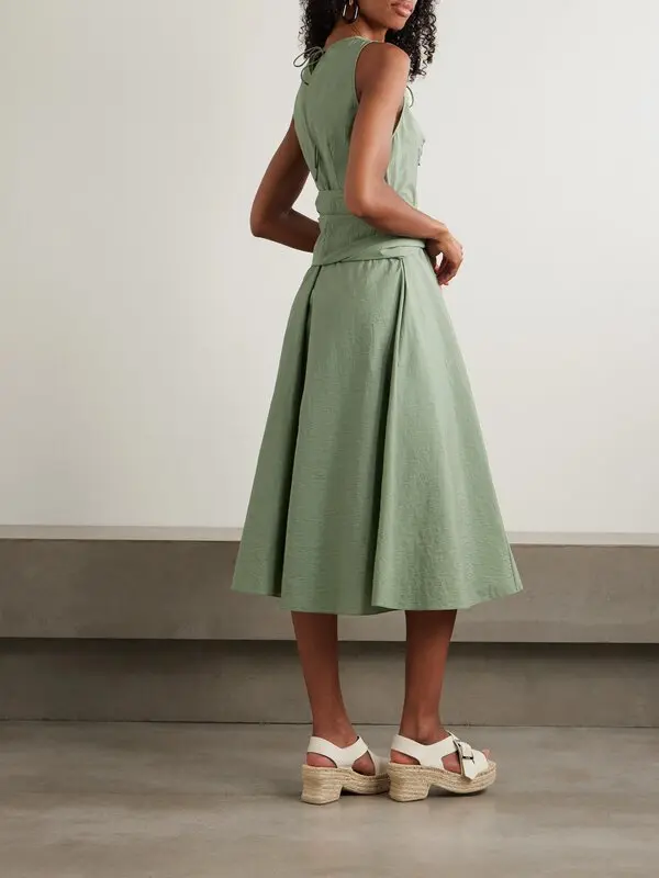 green emerald velvet dress Lucena Floral Lemy Poplin Midi Dress