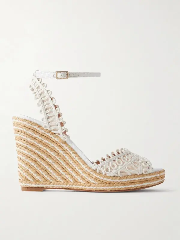 AQUAZZURA Kahlo Raffia Wedge Espadrilles - White