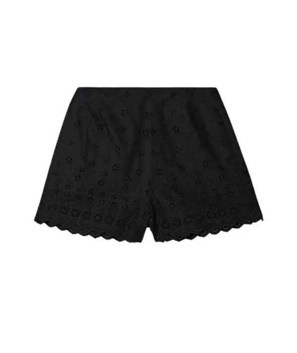DÔEN Arbre Broderie Anglaise Cotton Shorts - Black
