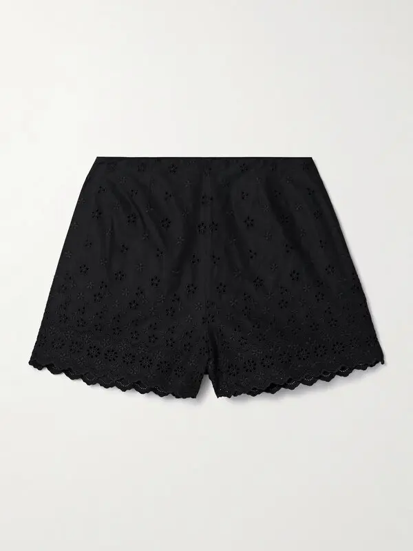 DÔEN Arbre Broderie Anglaise Cotton Shorts - Black