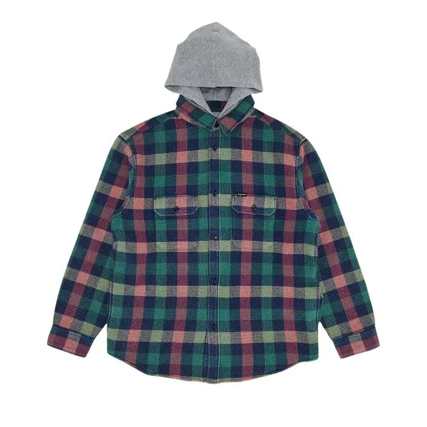Supreme Waffle Plaid Hooded Shirt - Multicolor