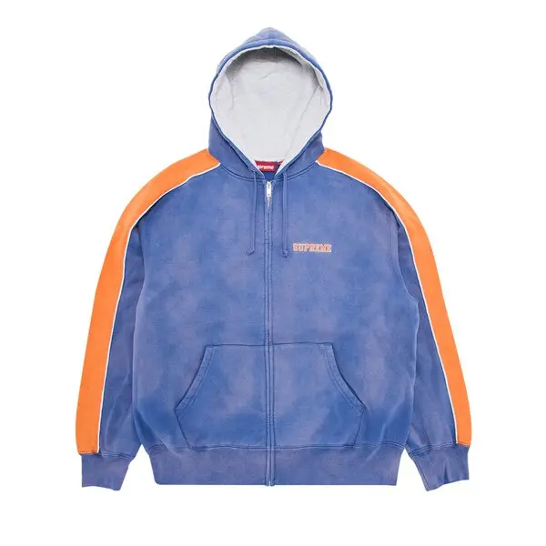 Supreme State Zip Up Hooded Sweatshirt - Blue