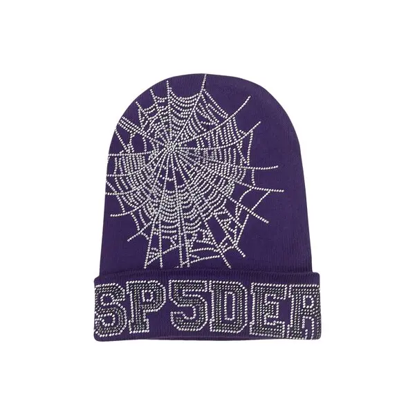 SP5DER Rhinestone Beanie - Purple