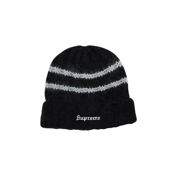 Supreme Brushed Stripe Beanie - Black