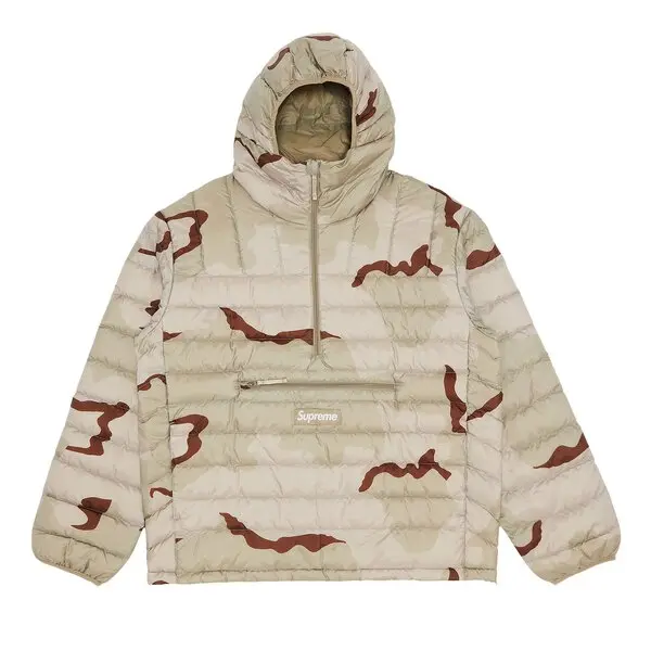 Supreme Micro Down Half Zip Hooded Pullover - Tan