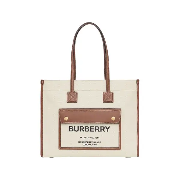 Burberry Two-tone Small Freya Tote - Tan