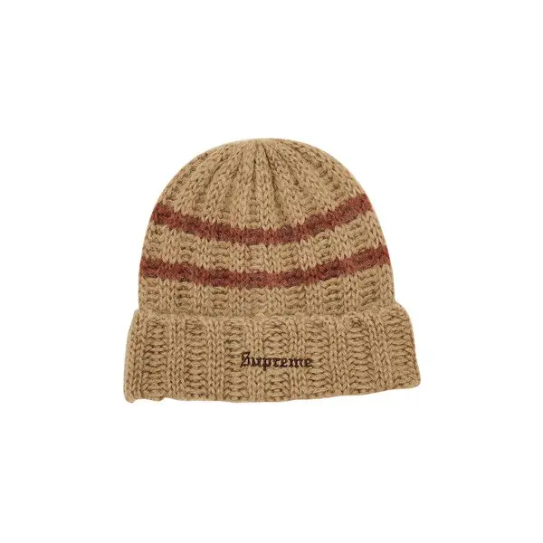 Supreme Brushed Stripe Beanie - Tan