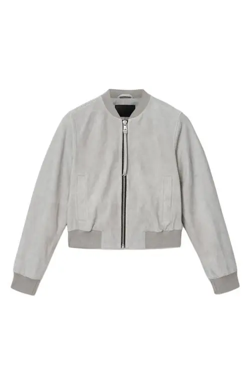 ALLSAINTS Orten Suede Bomber Jacket - Light Grey