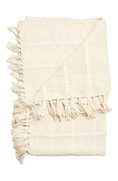 STUDIO VARIOUSLY Sea Shell Textured Checks Handloom Throw - White