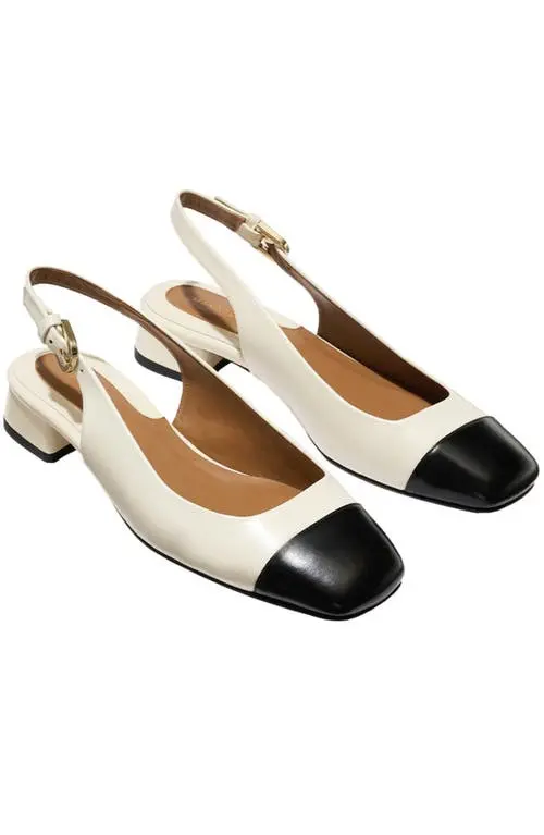 MARGAUX LONNBERG The Darcy Slingback Ballerinas - Cream And Black