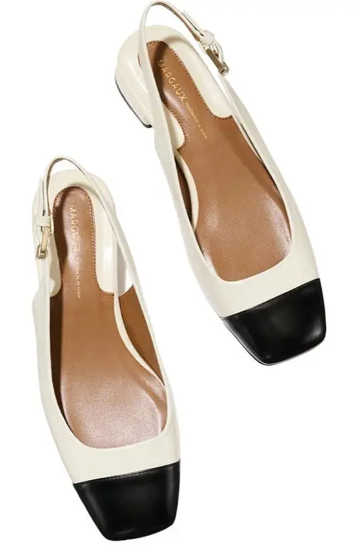MARGAUX LONNBERG The Darcy Slingback Ballerinas - Cream And Black