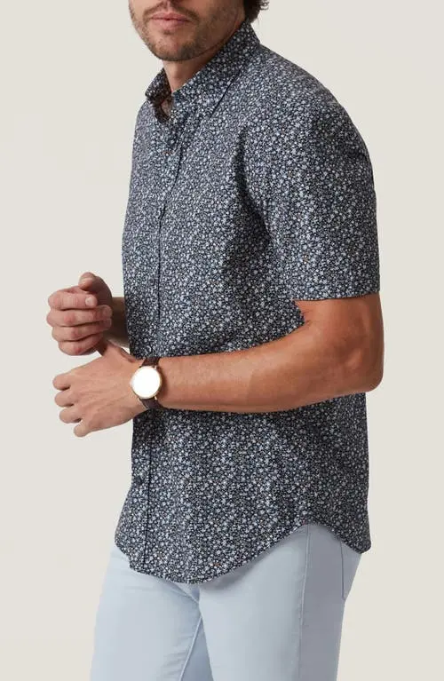 34 Heritage Field Floral Short Sleeve Button-up Shirt - Navy