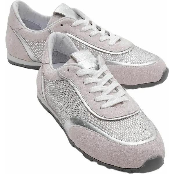 FOREVER & ALWAYS SHOES Bonia Rhinestone Sneakers - Pink Suede Leather