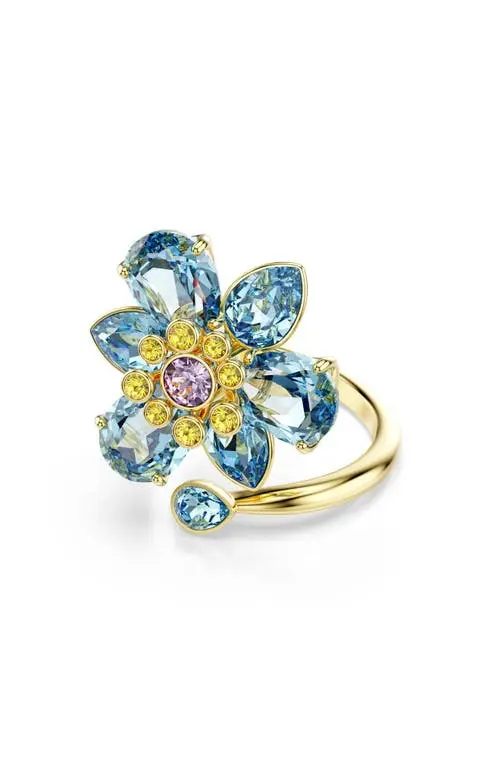 SWAROVSKI Idylla Crystal Flower Open Ring - Blue