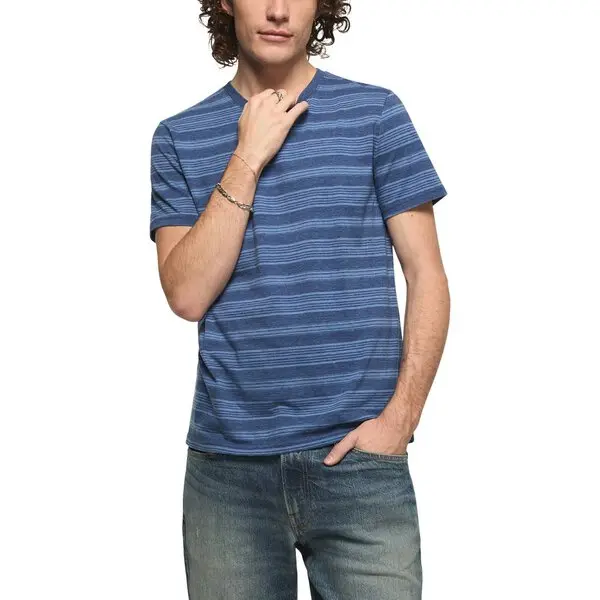 Lucky Brand Stripe Crewneck T-shirt - Blue Multi