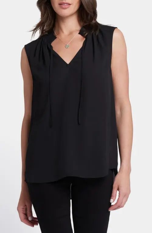 NYDJ Gemma Sleeveless Smocked Neck Top - Black