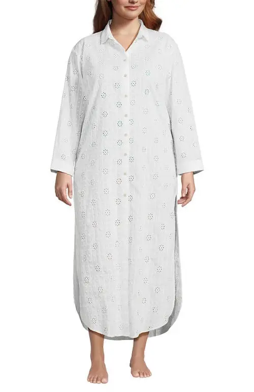 LANDS' END Eyelet Maxi Cover-up Dress - White