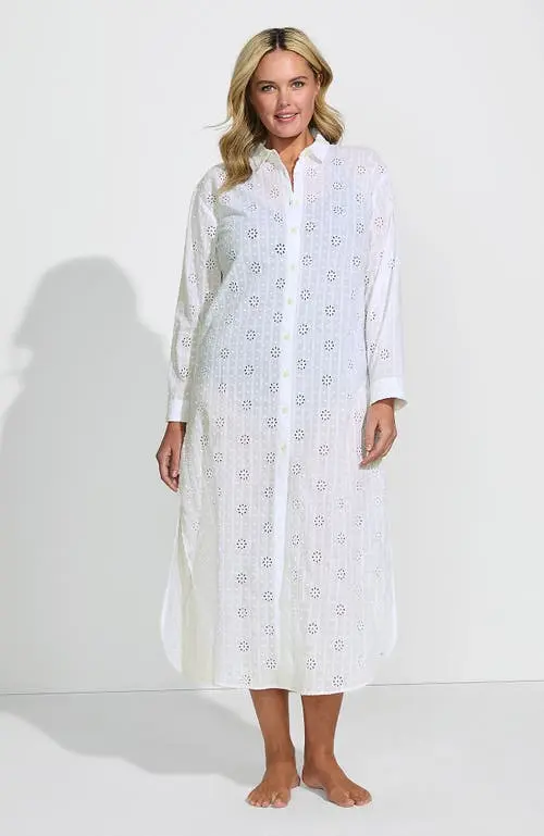 LANDS' END Eyelet Maxi Cover-up Dress - White