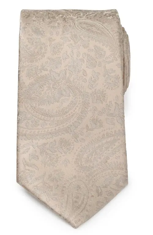 CUFFLINKS, INC. Paisley Silk Jacquard Neck Tie - Tan