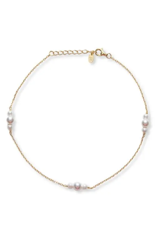 Argento Vivo Faux Pearl Station Anklet - Gold