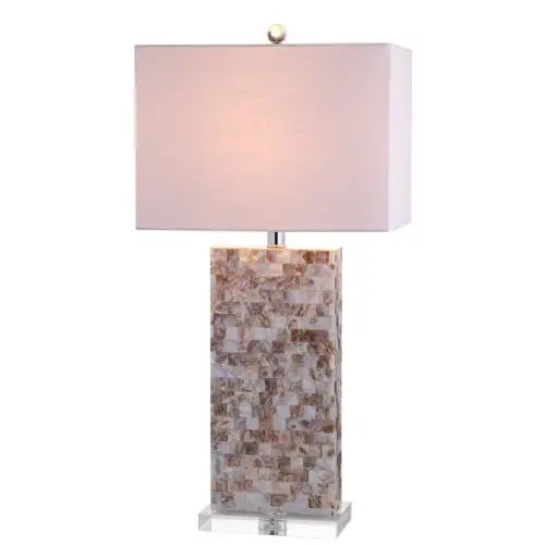 JONATHAN Y Cannon 29" Seashell And Crystal Led Table Lamp - Natural/clear