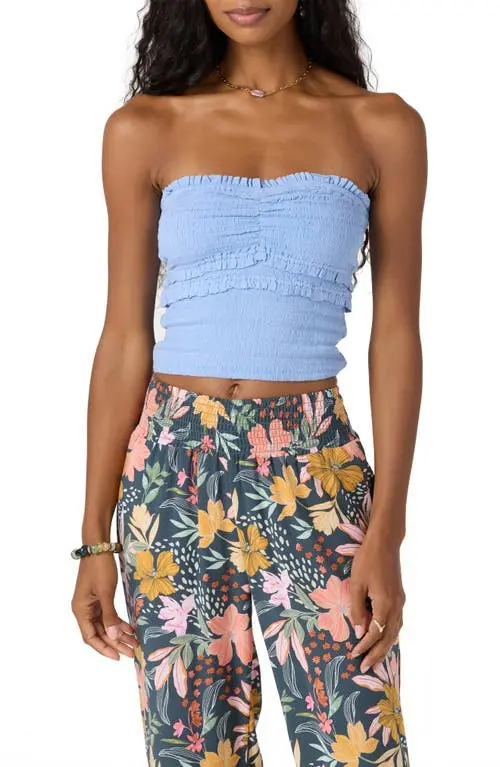 O'Neill Dedra Smocked Ruffle Strapless Crop Top - Hydrangea