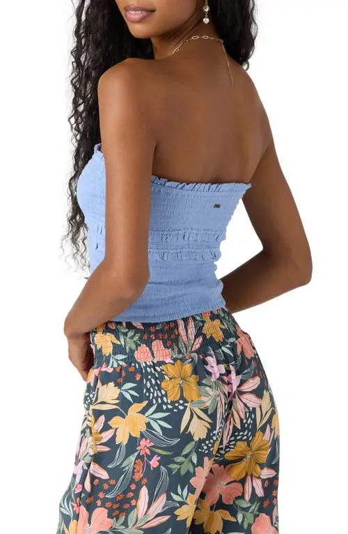 O'Neill Dedra Smocked Ruffle Strapless Crop Top
