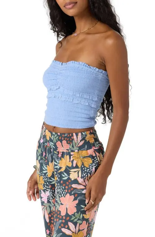 O'Neill Dedra Smocked Ruffle Strapless Crop Top