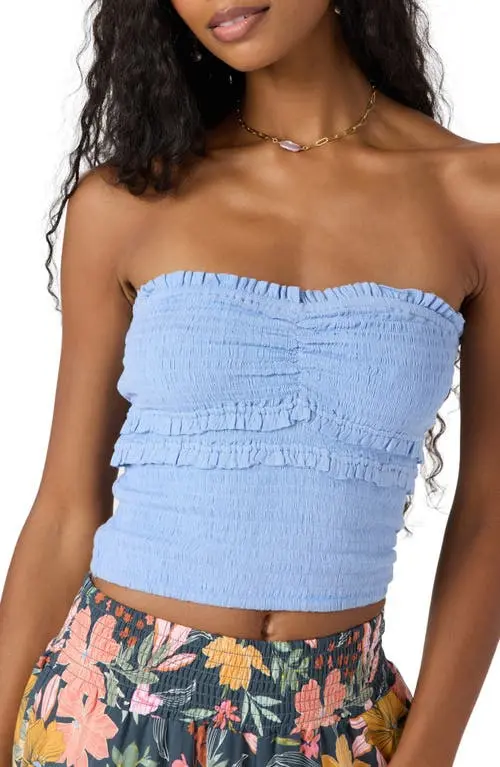 O'Neill Dedra Smocked Ruffle Strapless Crop Top