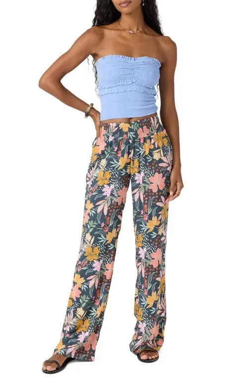 O'Neill Dedra Smocked Ruffle Strapless Crop Top