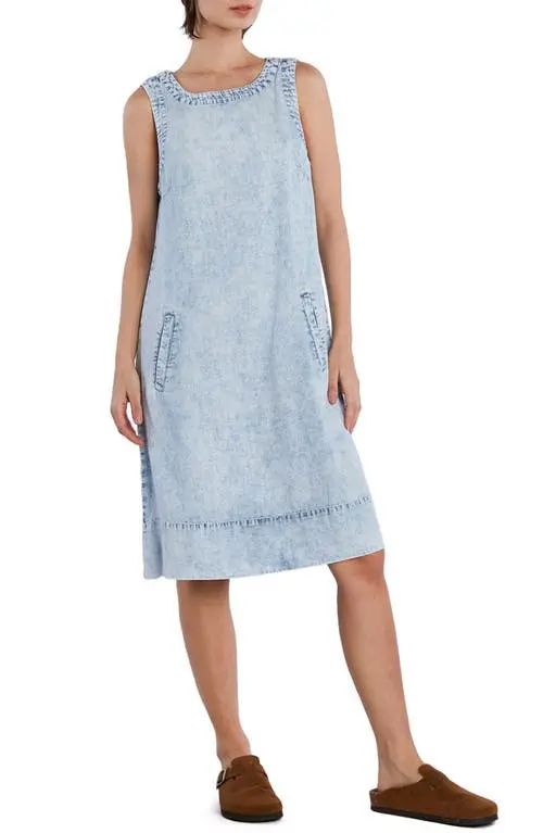 WASH LAB DENIM Little Denim Shift Dress - Bleach Denim
