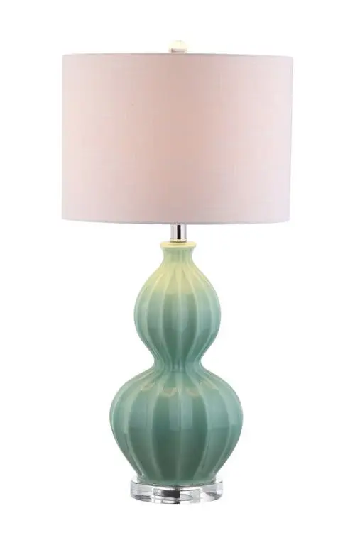 JONATHAN Y Faye 28" Glass Led Table Lamp - Seafoam Green