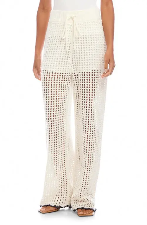 Fifteen Twenty Gianna Open Knit Pants - Off White/ Navy