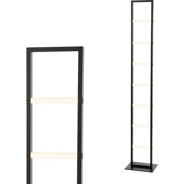 JONATHAN Y Ivan 59.3" Minimalist Modern Iron Ladder Dimmable Integrated Led Floor Lamp - Black