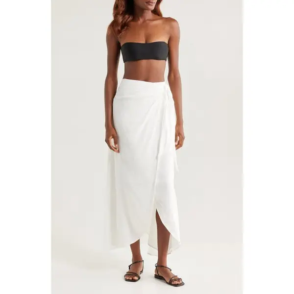 BOAMAR Lia Line Midi Cover-up Wrap Skirt - Ivory