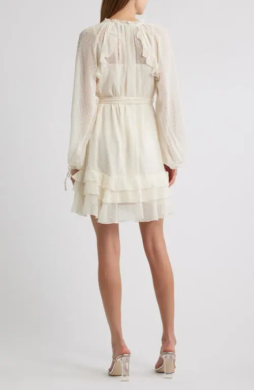 LIPSY Dotty Ruffle Tie Waist Long Sleeve Dress