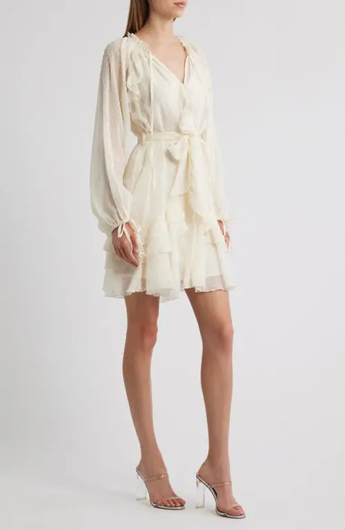 LIPSY Dotty Ruffle Tie Waist Long Sleeve Dress