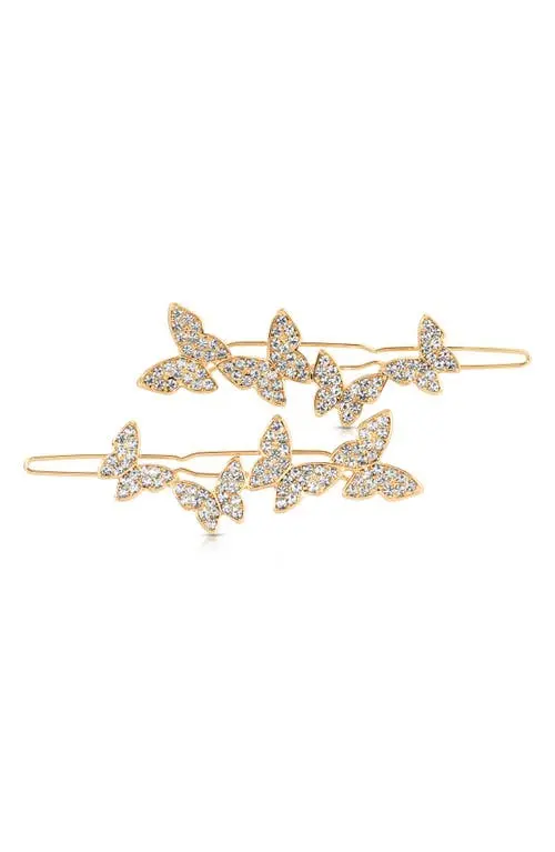 Ettika Set Of 2 Crystal Butterfly Barrettes - Gold
