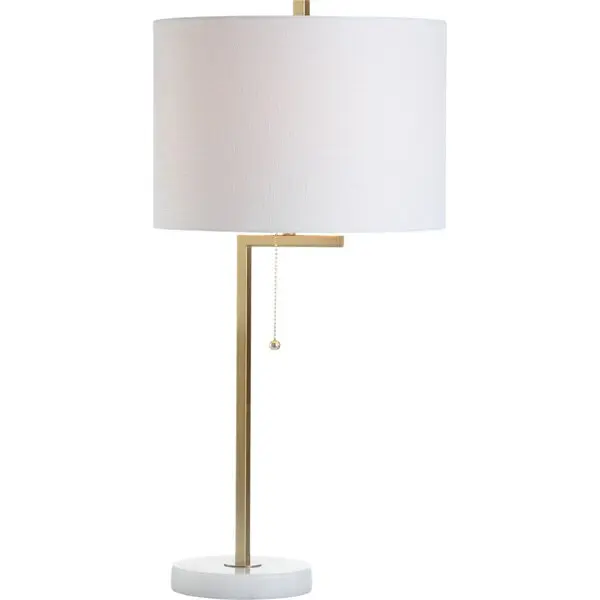 JONATHAN Y Alyssa 24.5" Metal/marble Led Table Lamp - Brass Gold/white