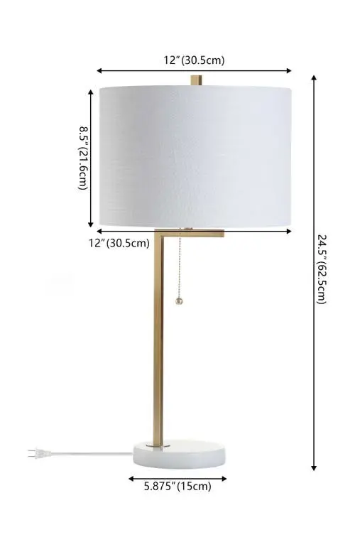 JONATHAN Y Alyssa 24.5" Metal/marble Led Table Lamp - Brass Gold/white