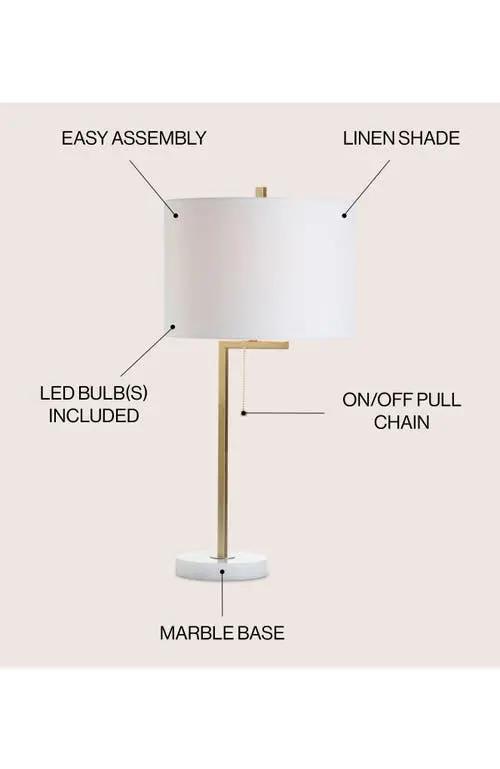 JONATHAN Y Alyssa 24.5" Metal/marble Led Table Lamp - Brass Gold/white