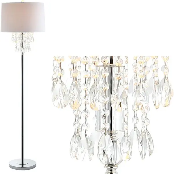 JONATHAN Y Abigail 61" Crystal / Metal Led Floor Lamp - Clear/chrome